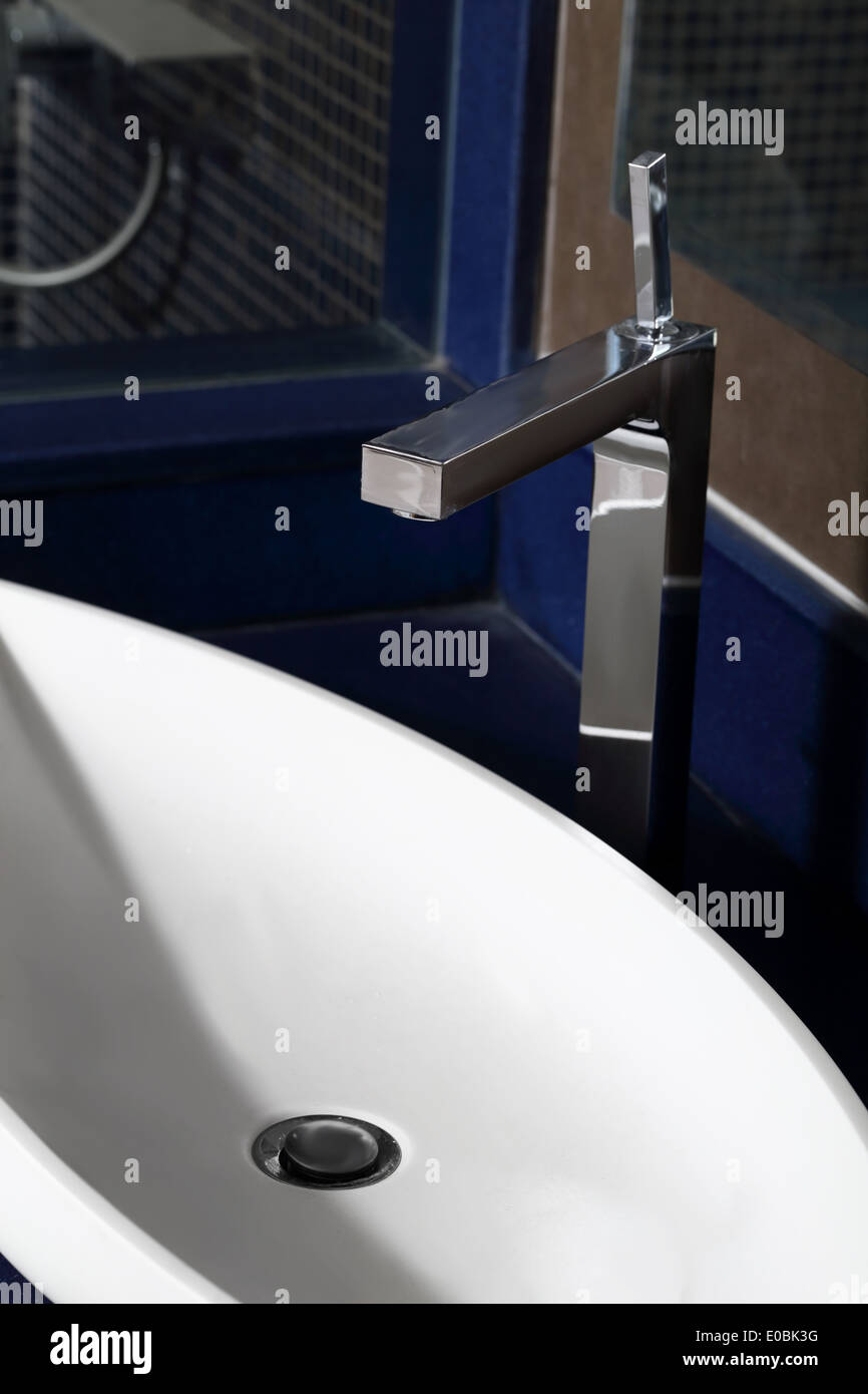 stainless steel water tap in modern interior Stock Photo - Alamy