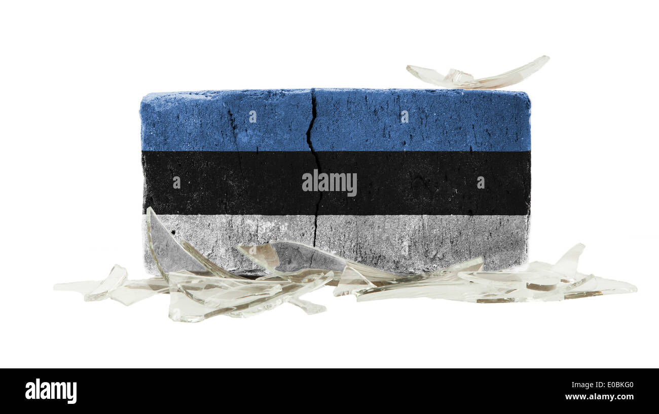 Brick with broken glass violence concept flag of Estonia Stock Photo ...