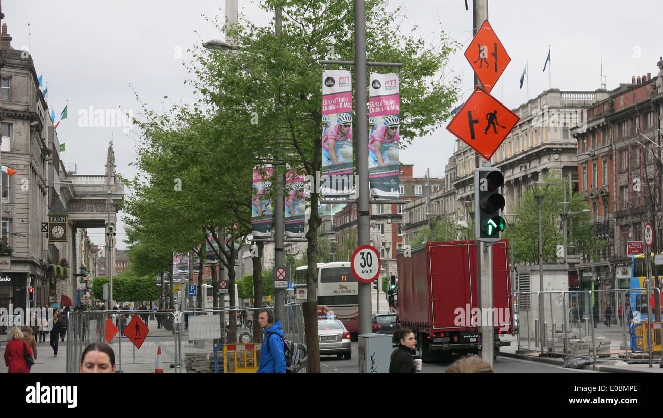 Banners on poles on O'Connell Street, Dublin city centre during the ...