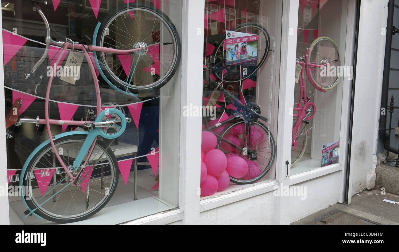 A pink bicycle themed window display in Dublin city centre during the ...