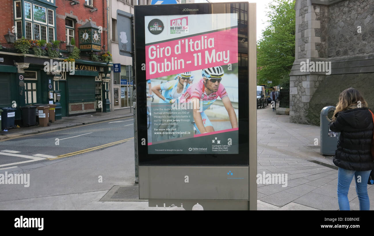 A street sign advertising sign in Dublin city centre during the build ...