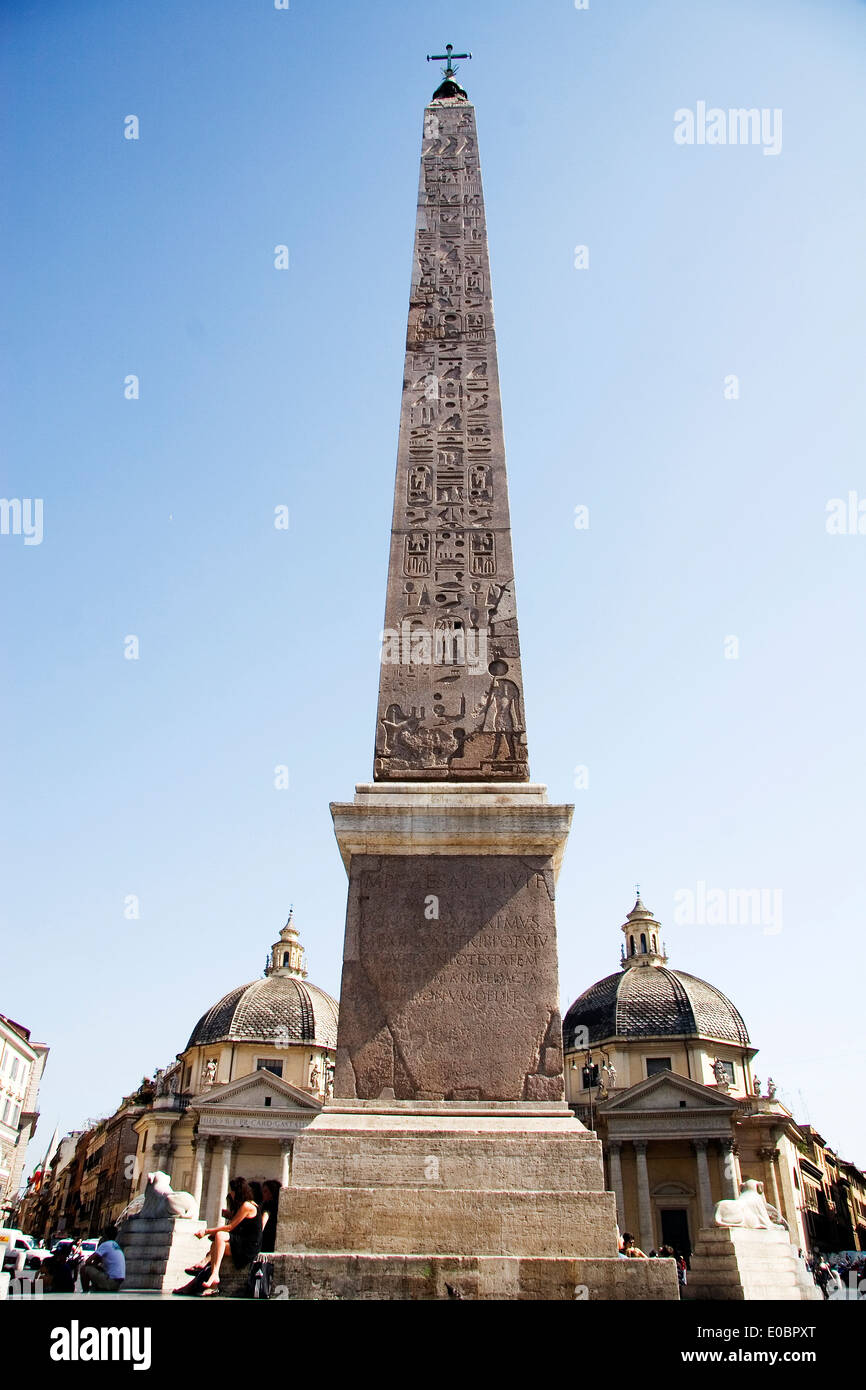 Flaminio obelisk and Porta del Popolo. Piazza del Popolo, Rome Stock ...