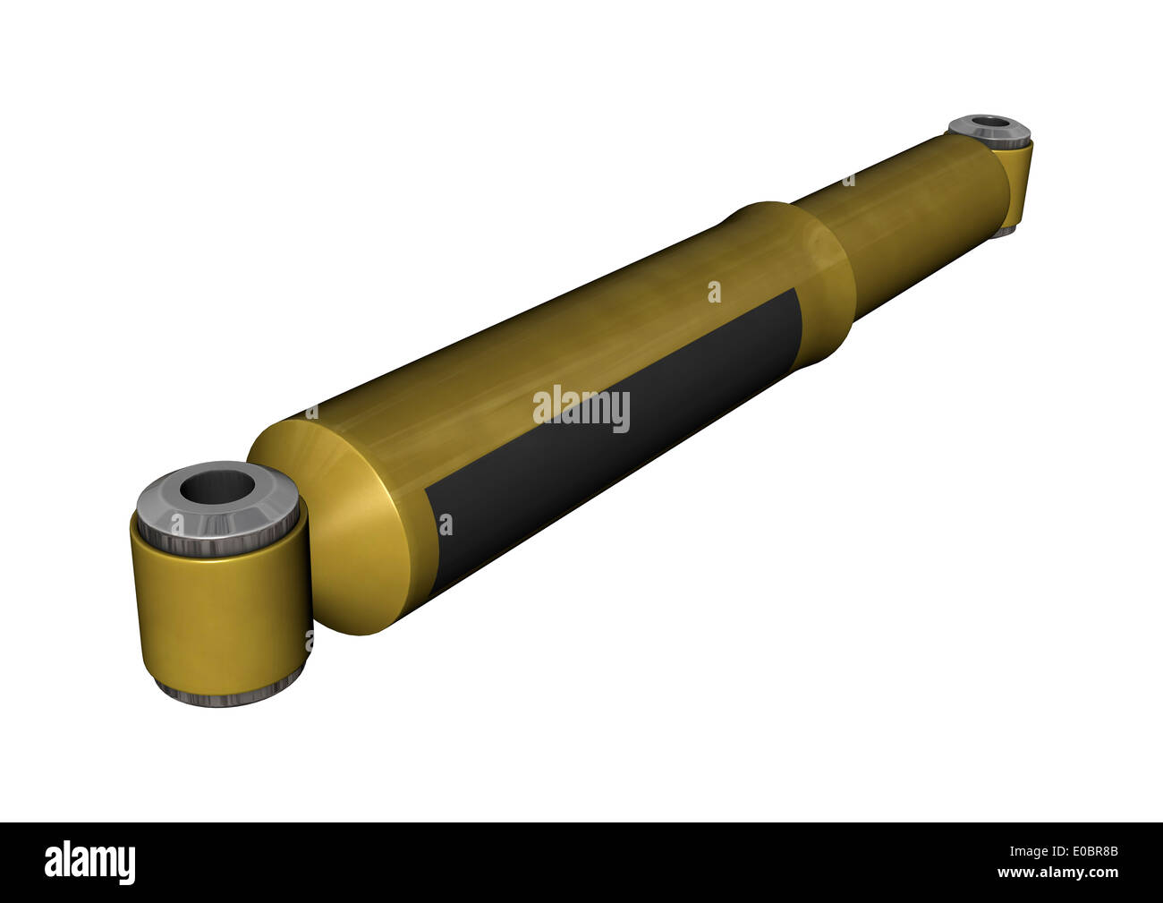 3D digital render of a hydraulic shock absorber isolated on white ...