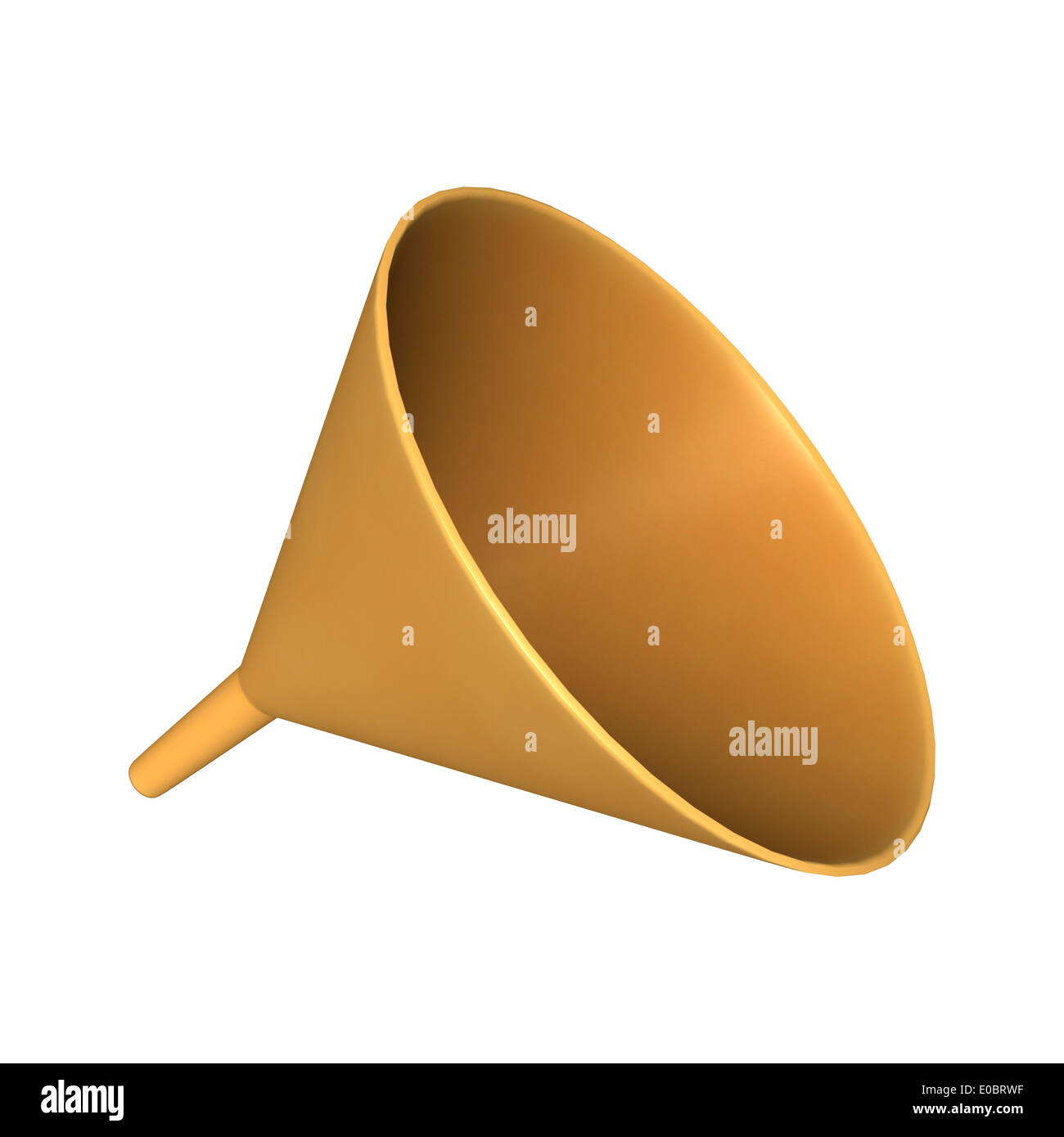 3D digital render of a yellow funnel isolated on white background Stock ...