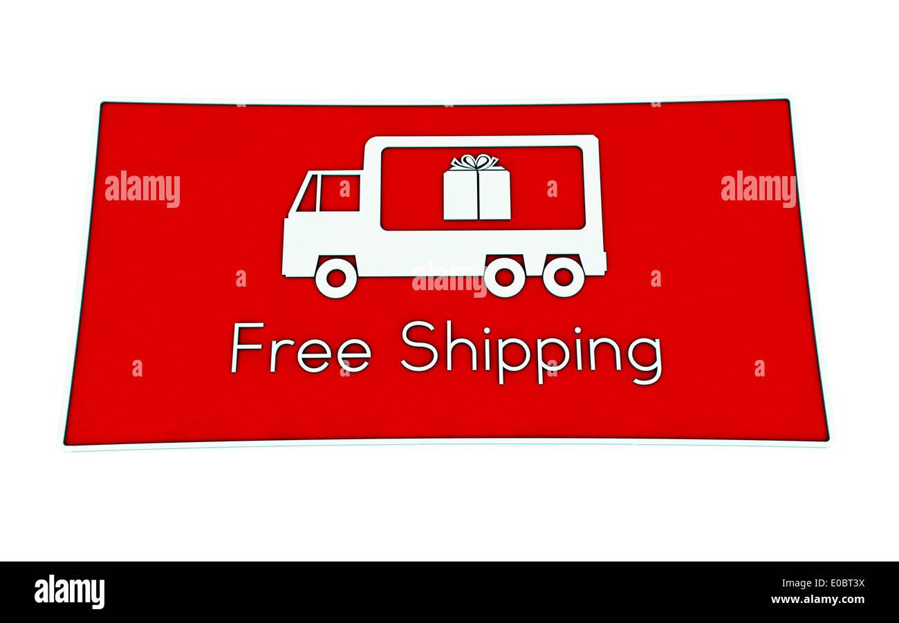 free shipping sign isolated on white background Stock Photo - Alamy