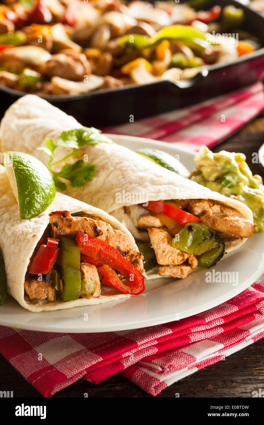 Homemade Chicken Fajitas with Vegetables and Tortillas Stock Photo - Alamy