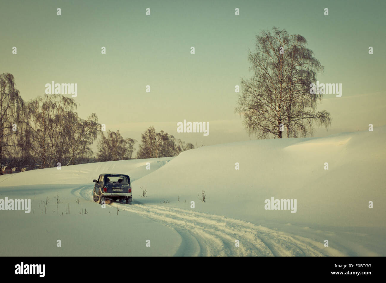 Soviet and Russian SUV Lada Niva 4x4 in snow Stock Photo - Alamy