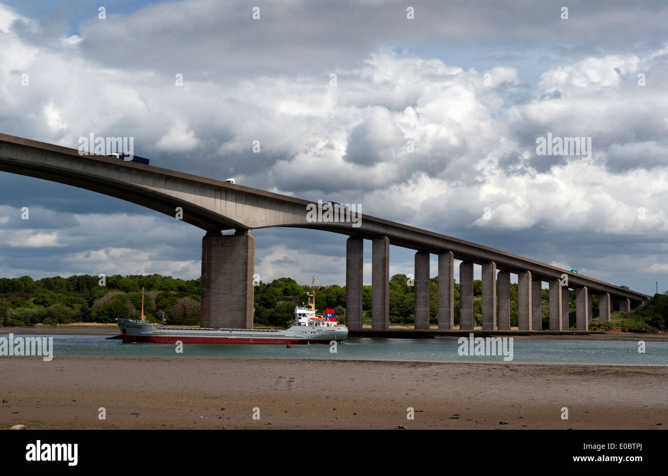 Orwell Bridge crossing the River Orwell, Ipswich Suffolk,England,UK ...