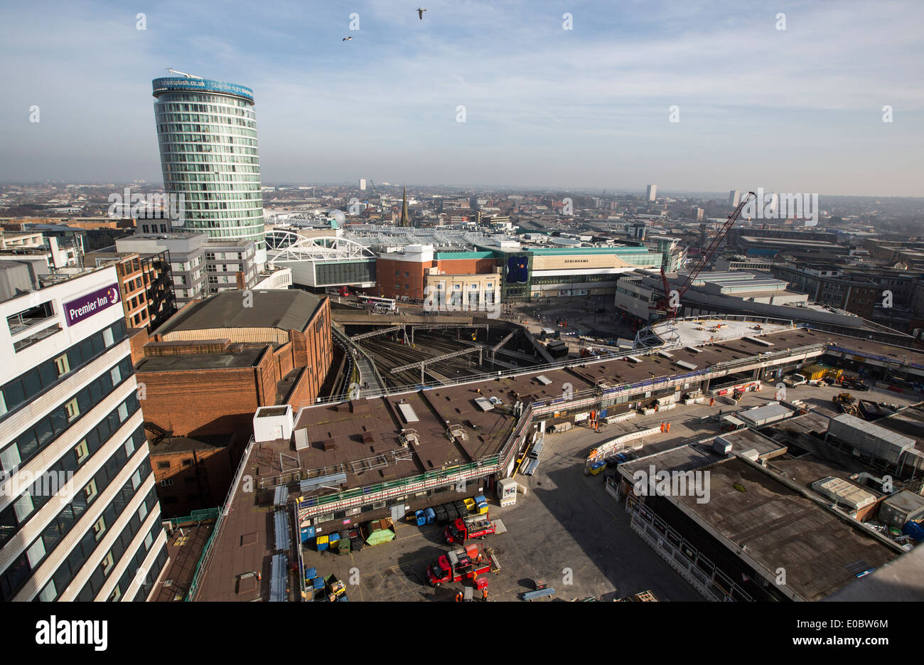 A view of Birmingham City Centre showing the Rotunda , New Street ...