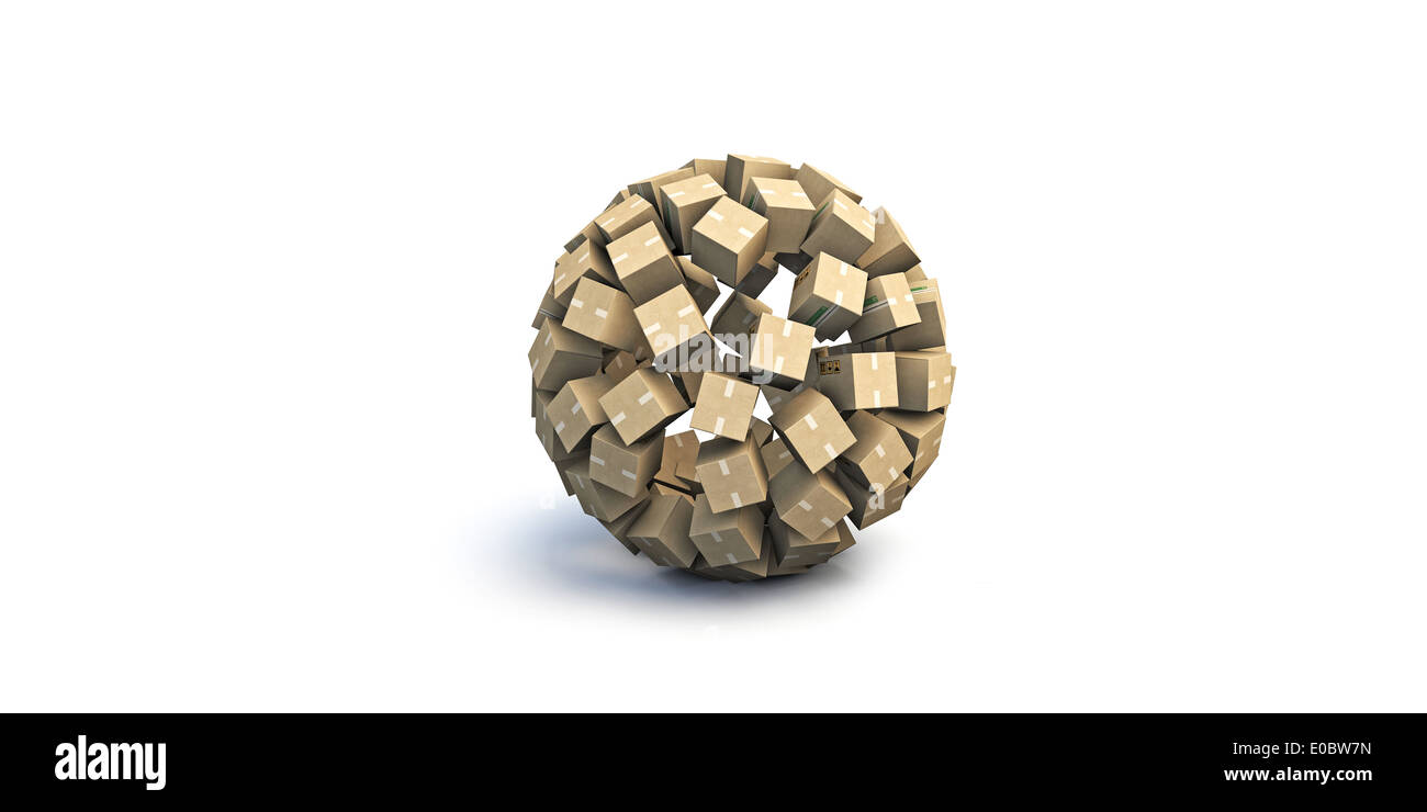 cardboard boxes shaped like a sphere isolated on white background Stock ...