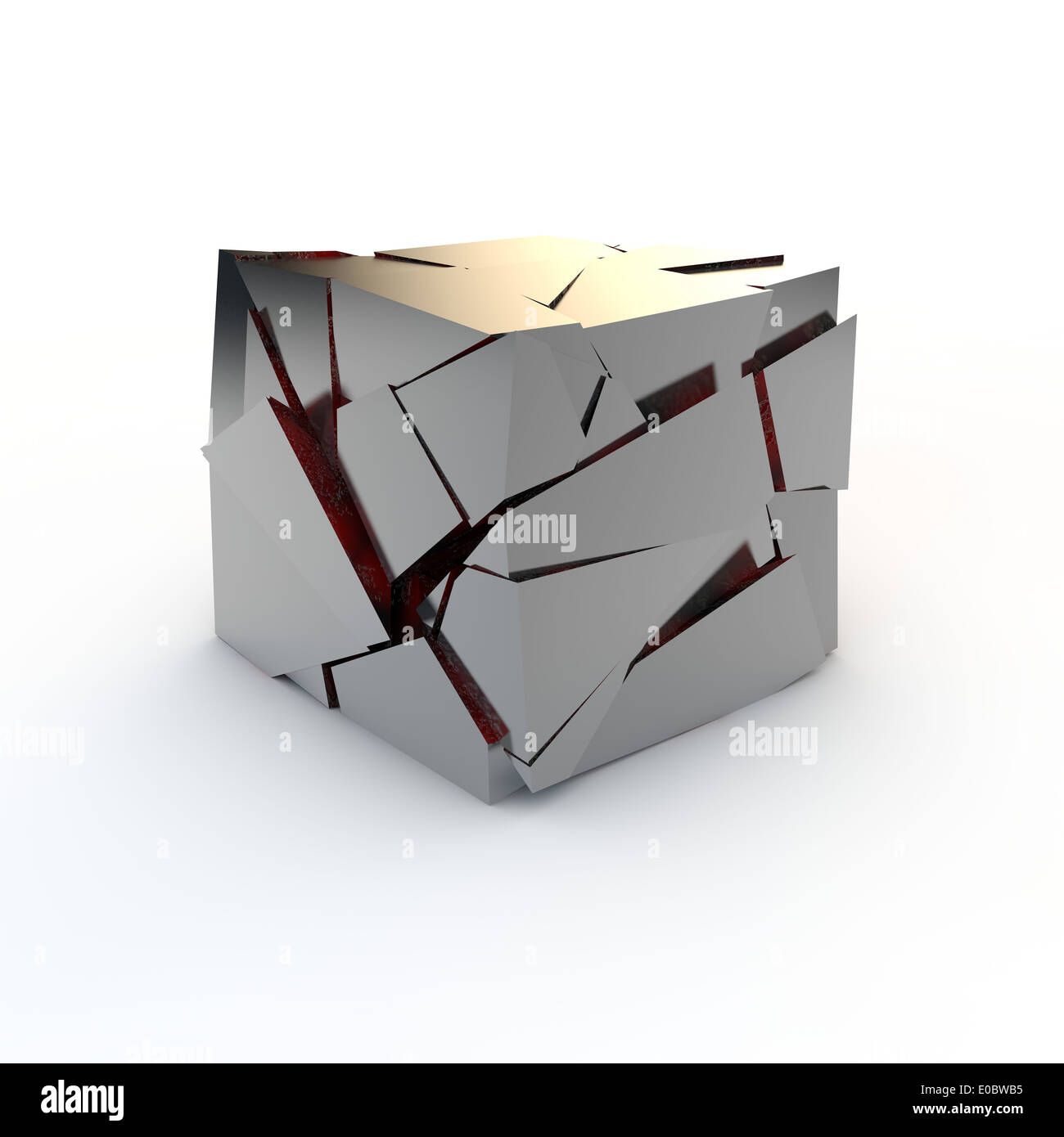 broken cube isolated on white background Stock Photo - Alamy