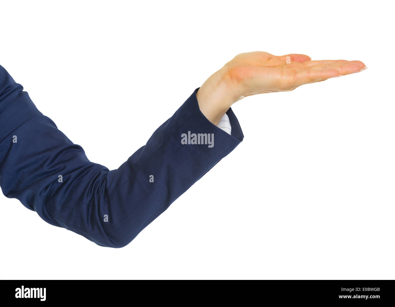 Closeup on business woman presenting something on empty palm Stock ...