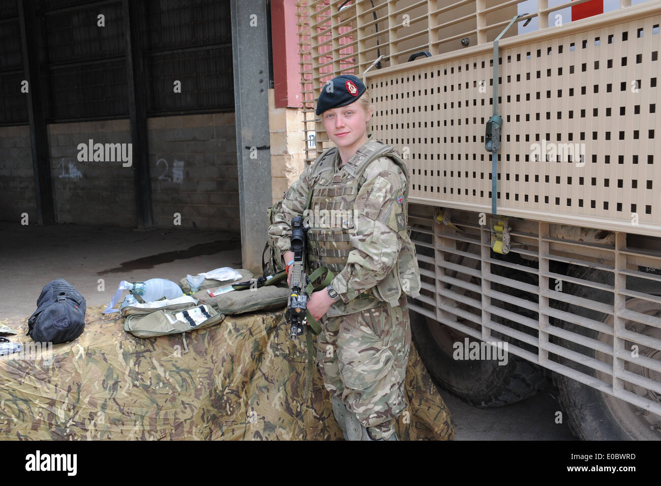 female medic in uniform Royal Army Medical Corp, training to go to ...