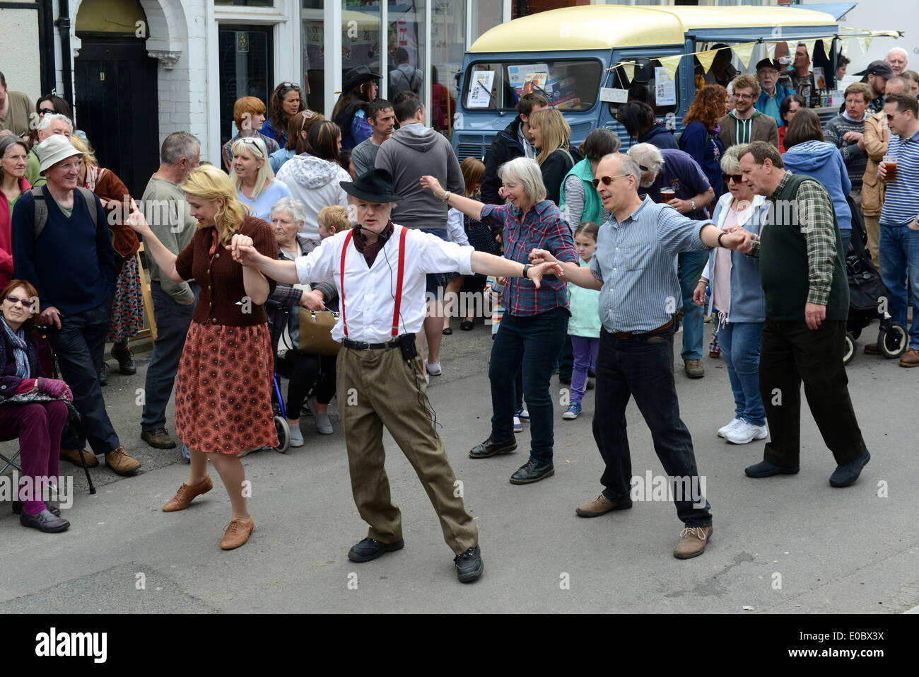 Street dancing dancers dance at The Green Man Festival may day ...