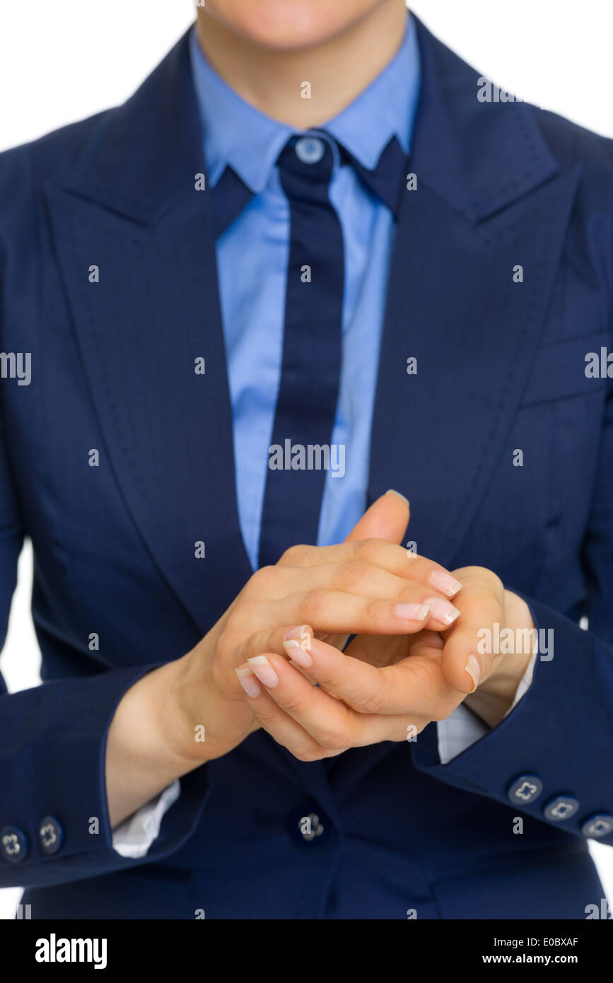 Closeup on business woman clapping Stock Photo - Alamy