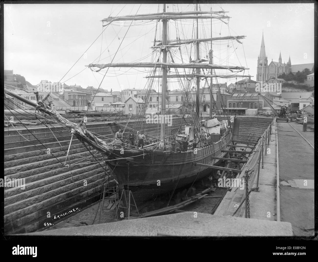 A photograph taken in February 1893 showing the sailing ship Examiner ...