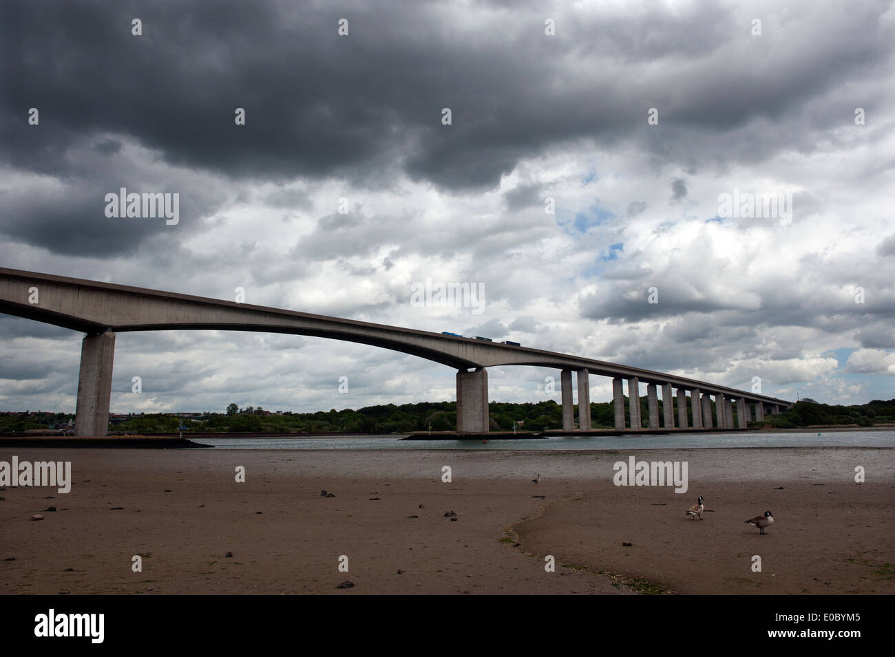 Orwell Bridge crossing the River Orwell, Ipswich Suffolk,England,UK ...