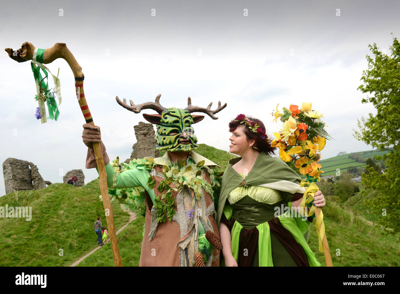 Green Man Festival at Clun Shropshire. The Green Man and May Queen ...