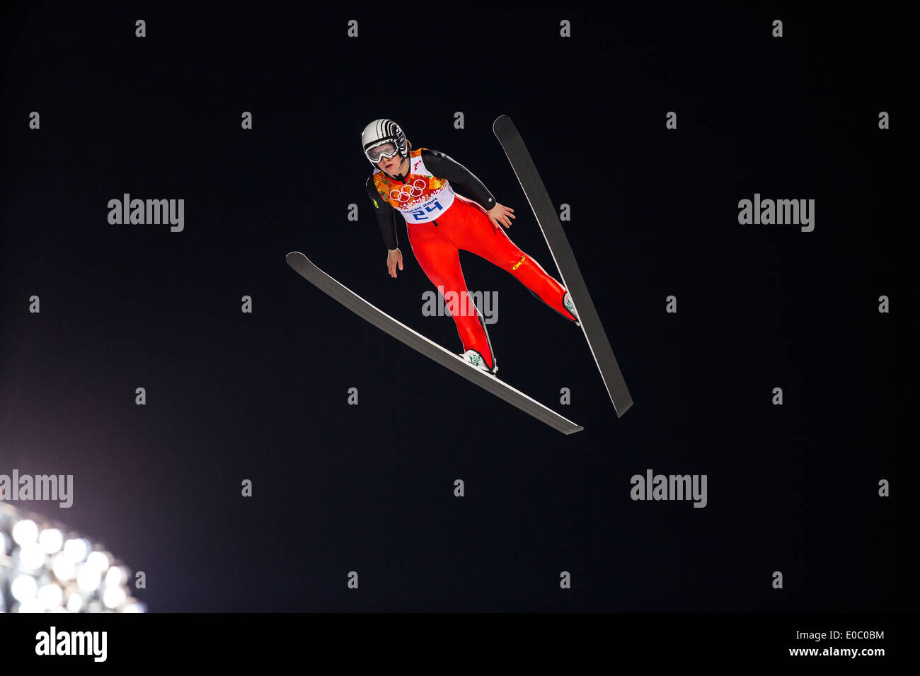 Coline Mattel (FRA) competing in Women's Ski Jumping at t he Olympic ...