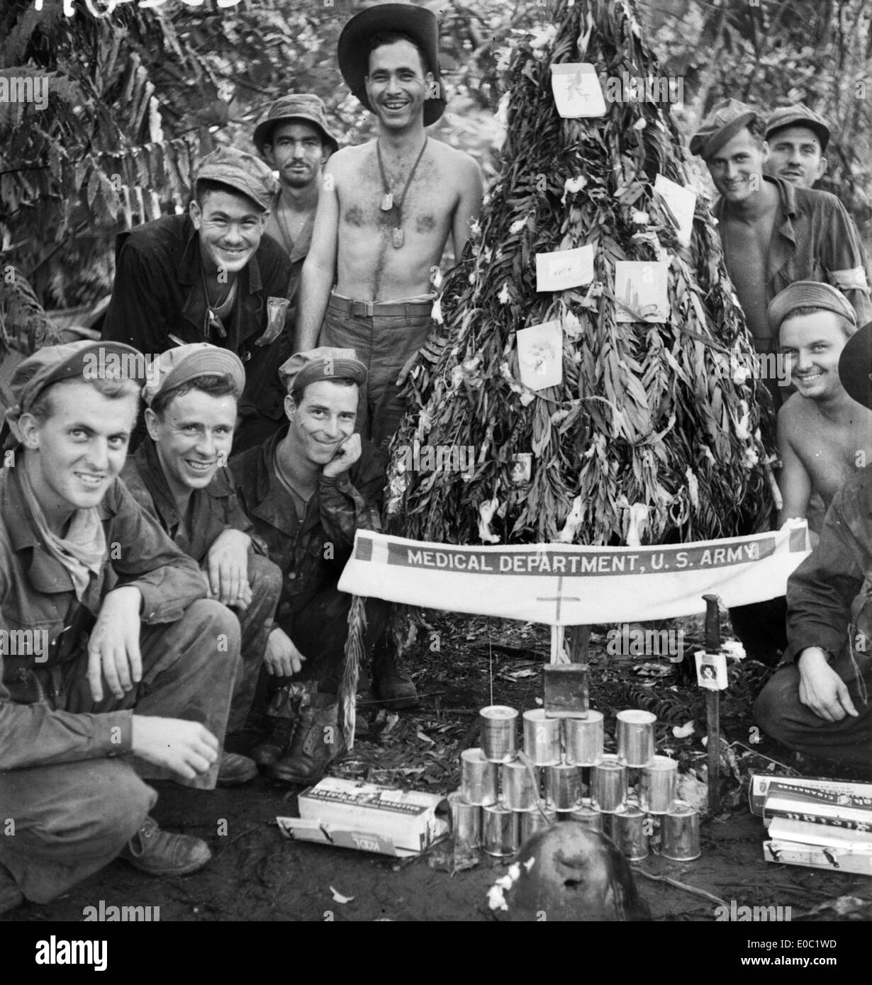 A Christmas celebration in Buna, Papua, 1942, with soldiers from the ...