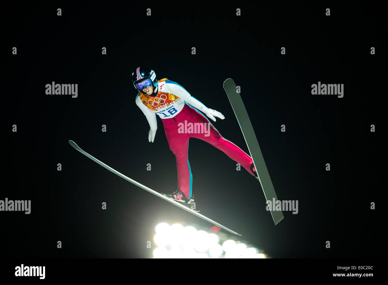 Line Jahr (NOR) competing in Women's Ski Jumping at t he Olympic Winter ...