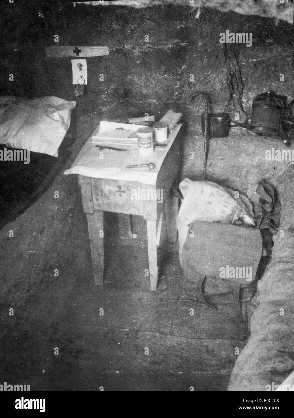 A photograph depicting the interior of Captain Withers’ dug-out in ...