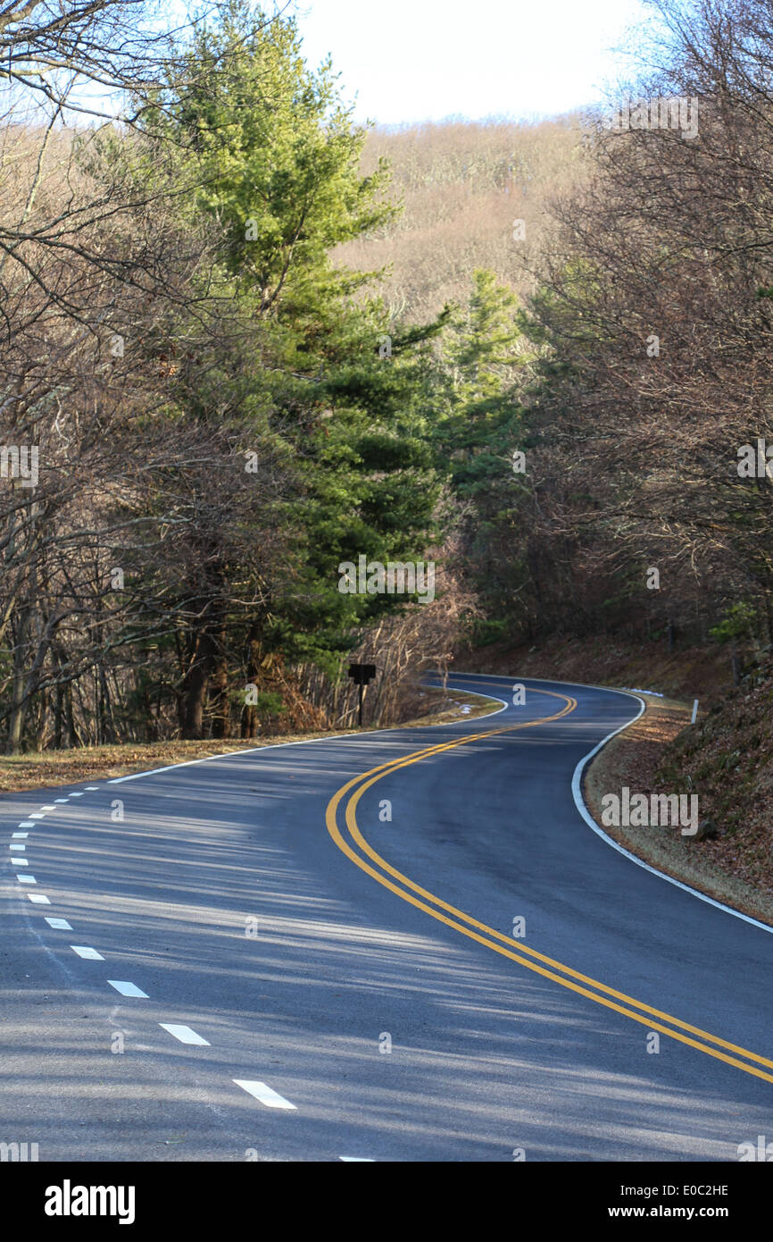 Road view in mountains in Virginia in december Stock Photo - Alamy