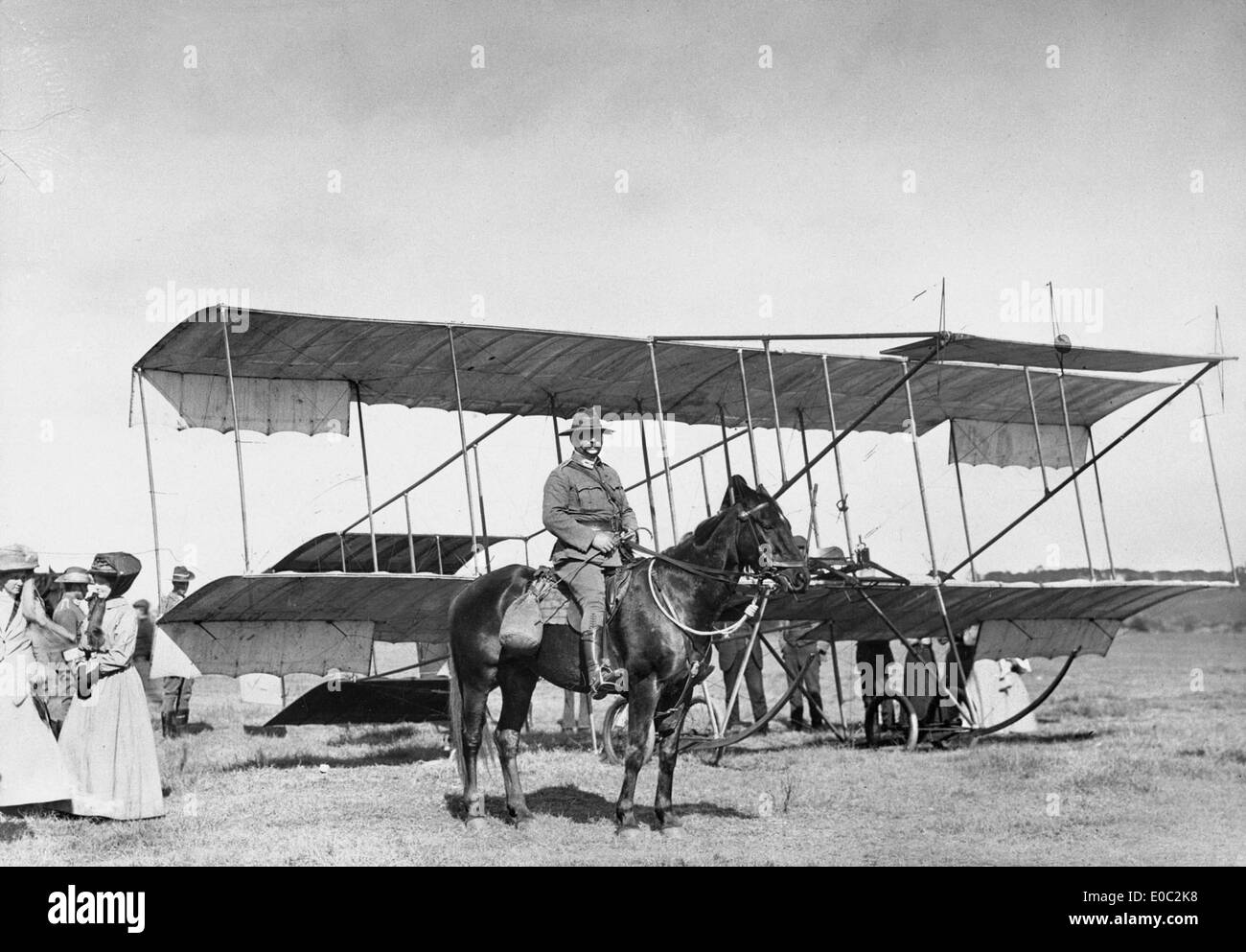Colonel Granville Ryrie is pictured with a box kite in 1914. The image ...