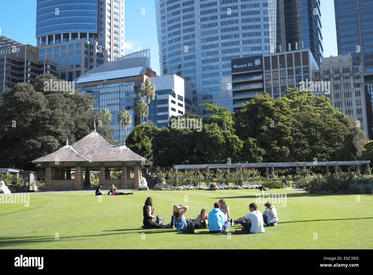 Royal Botanic Garden in Sydney city centre, australia with aurora place ...