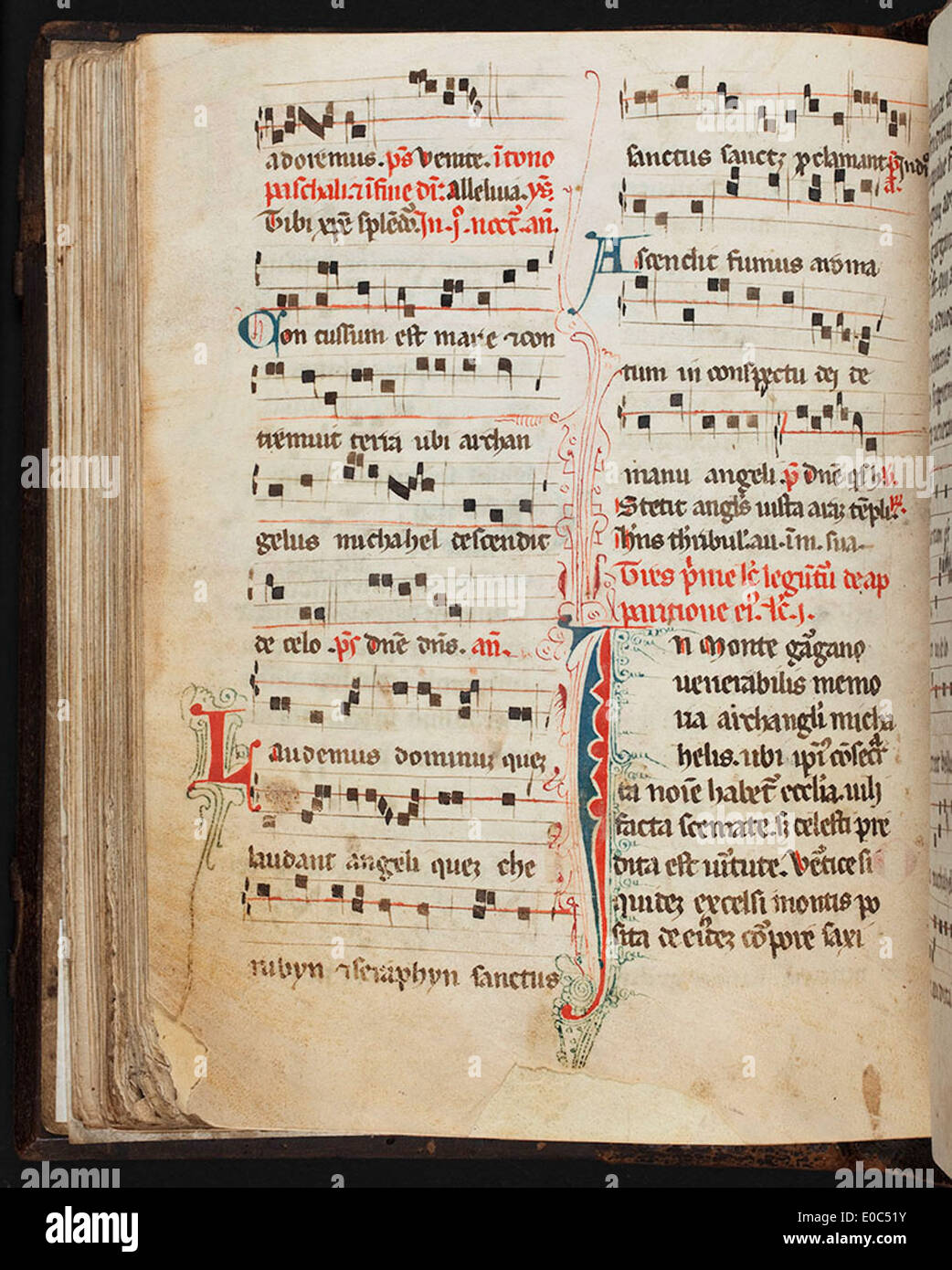 A medieval illuminated manuscript from the 14th century, featuring ...