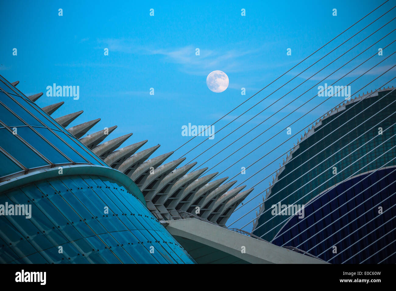 Modern Architecture and Full Moon - Valencia, Spain Stock Photo - Alamy