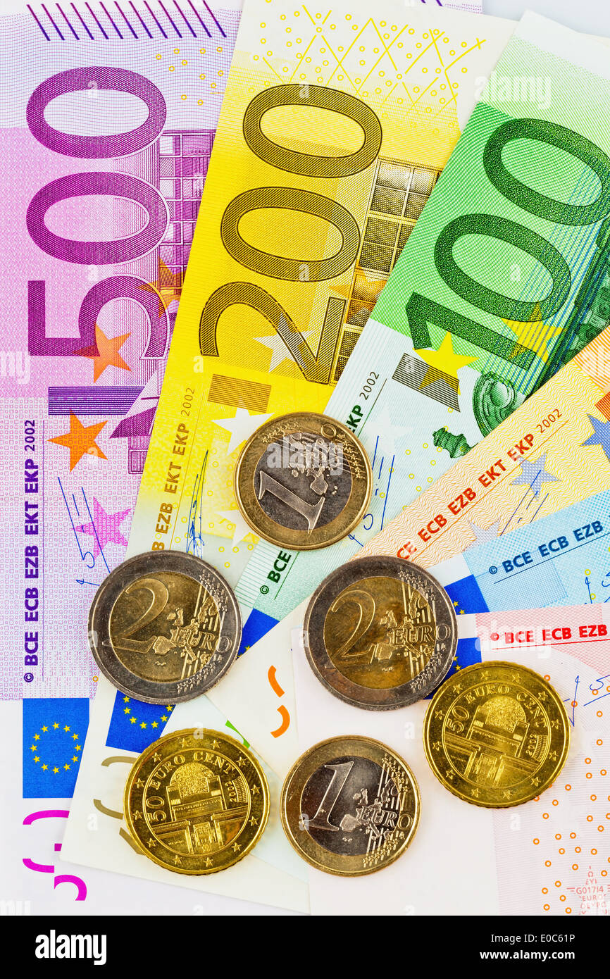Euro money bank notes of the EU Stock Photo - Alamy