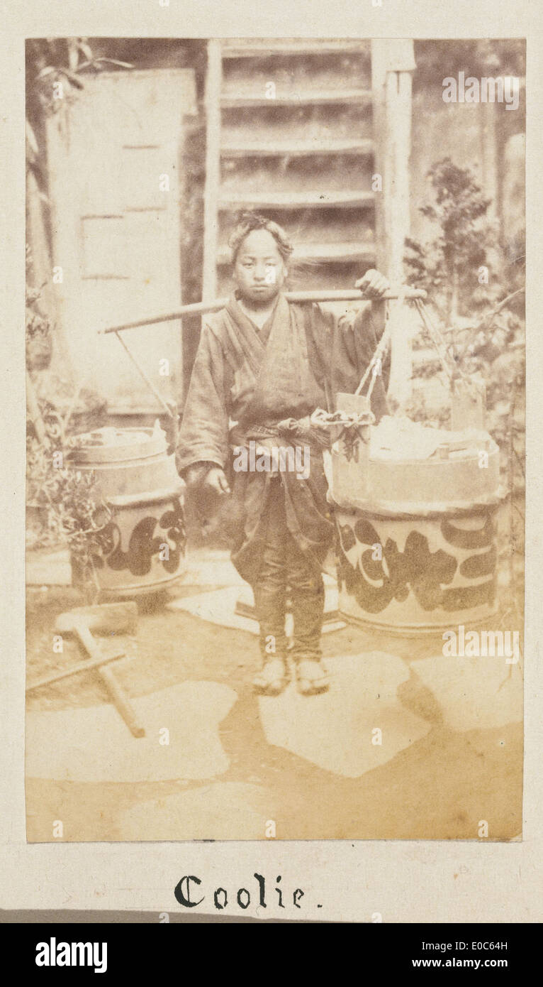 This image shows a Japanese laborer in the 5th Battery during April ...