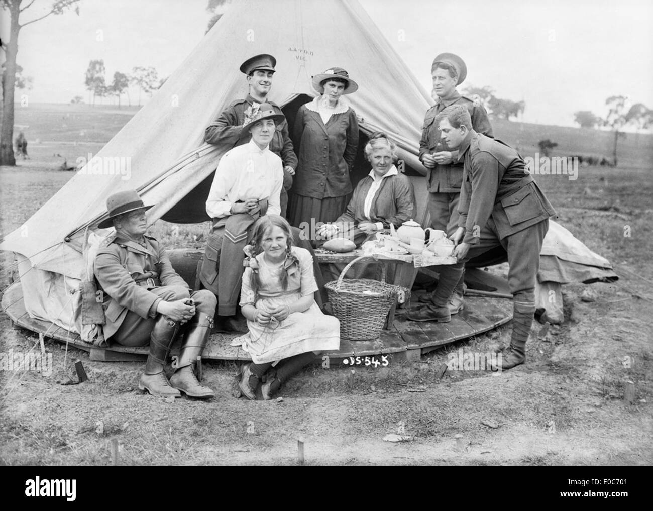 This photograph depicts Mrs. McCall performing mending work at the HQ ...