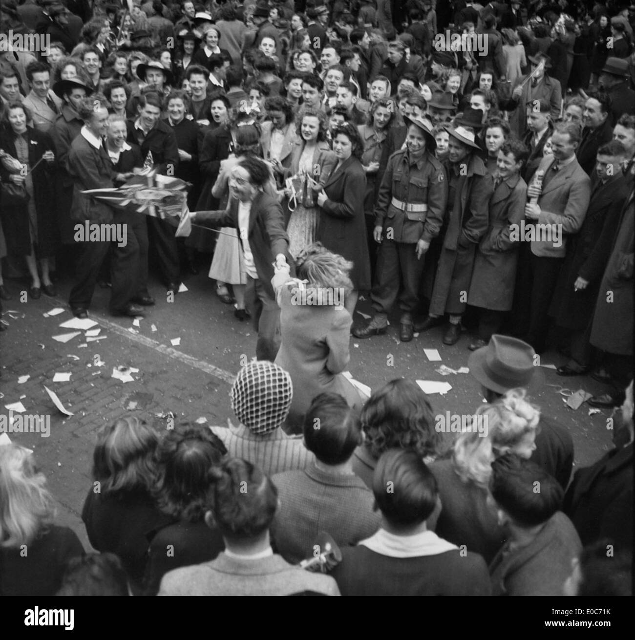 This image captures a lively scene of people jitterbugging in Swanston ...