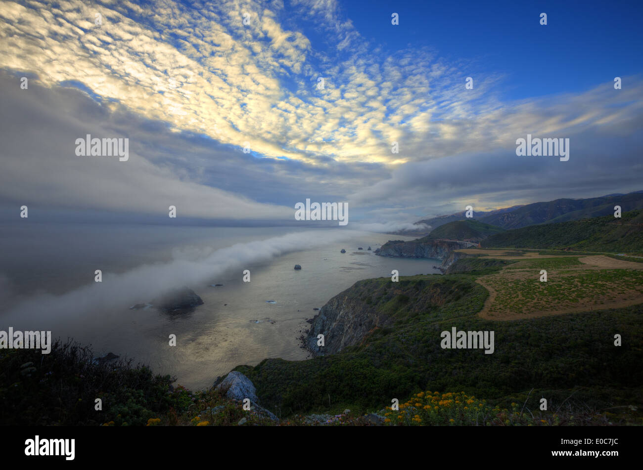 Roll Clouds in Big Sur over Bixby Bridge, California, USA Stock Photo ...