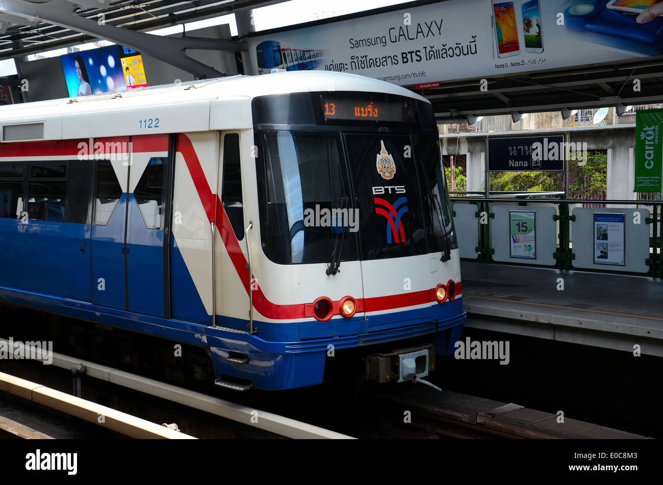Skytrain railway carriage metro at Nana station Bangkok, Thailand Stock ...