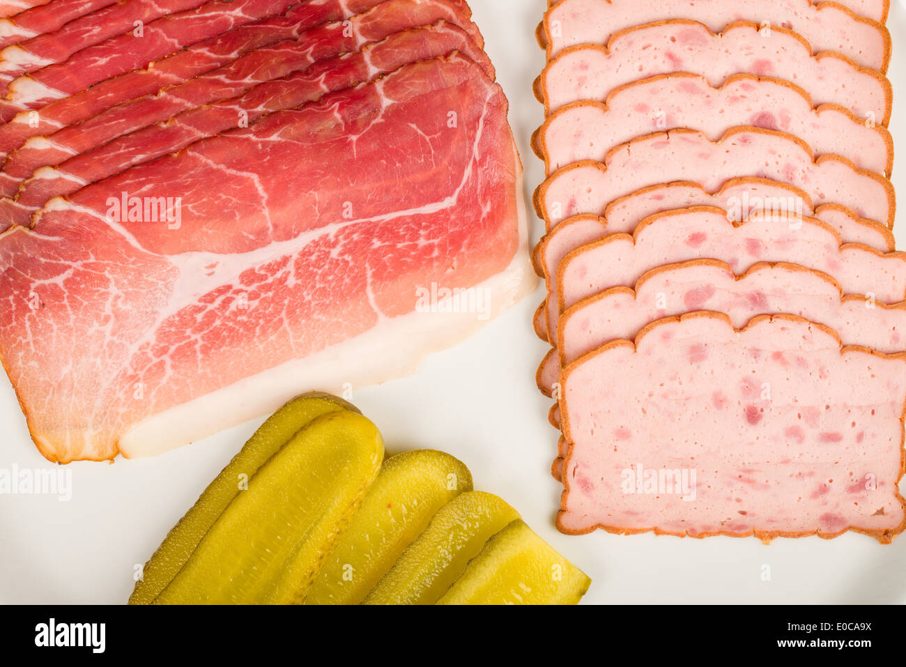 Ham and leberkaese, traditional German cold meat Stock Photo - Alamy