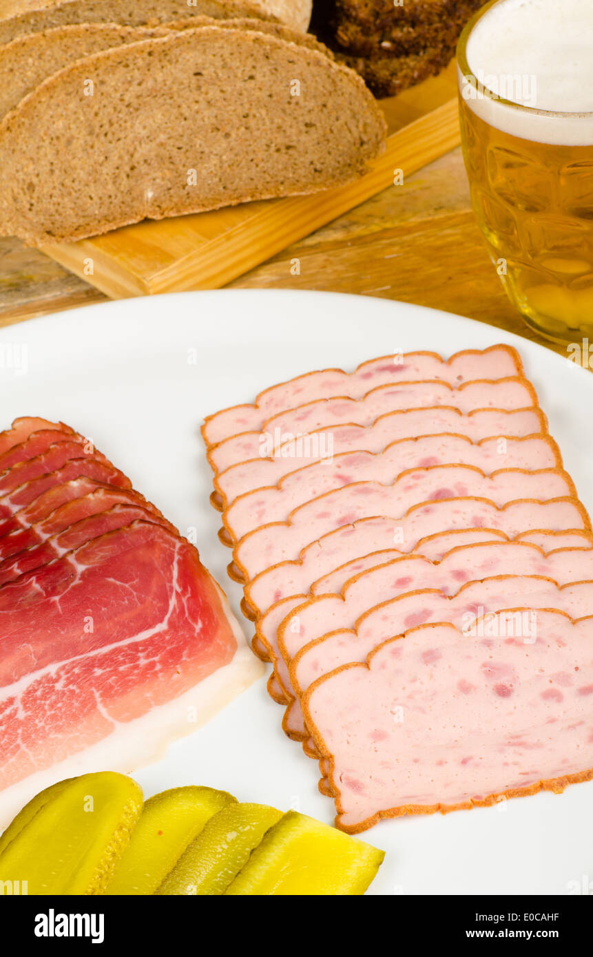 Leberkaese gherkin beer hi-res stock photography and images - Alamy