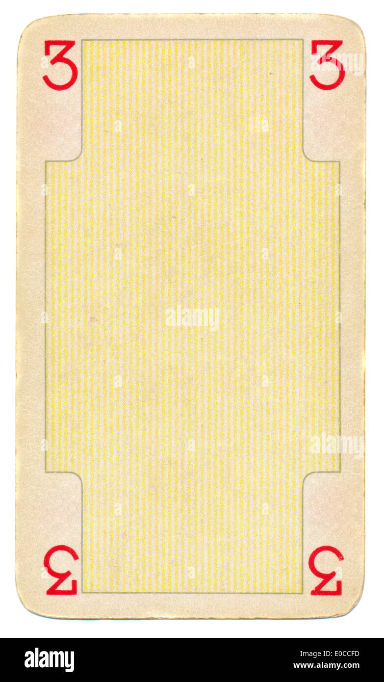 empty playing card paper background with number three 3 and line ...