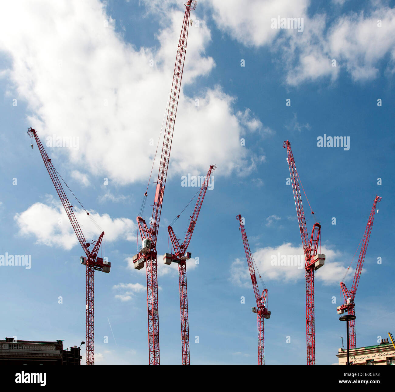 Tall cranes on a building site Stock Photo - Alamy