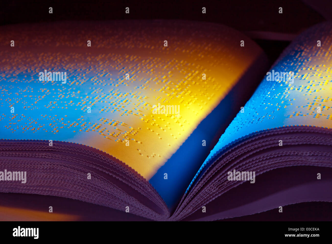 A book in braille written. Braille writing for blind people., Ein Buch ...