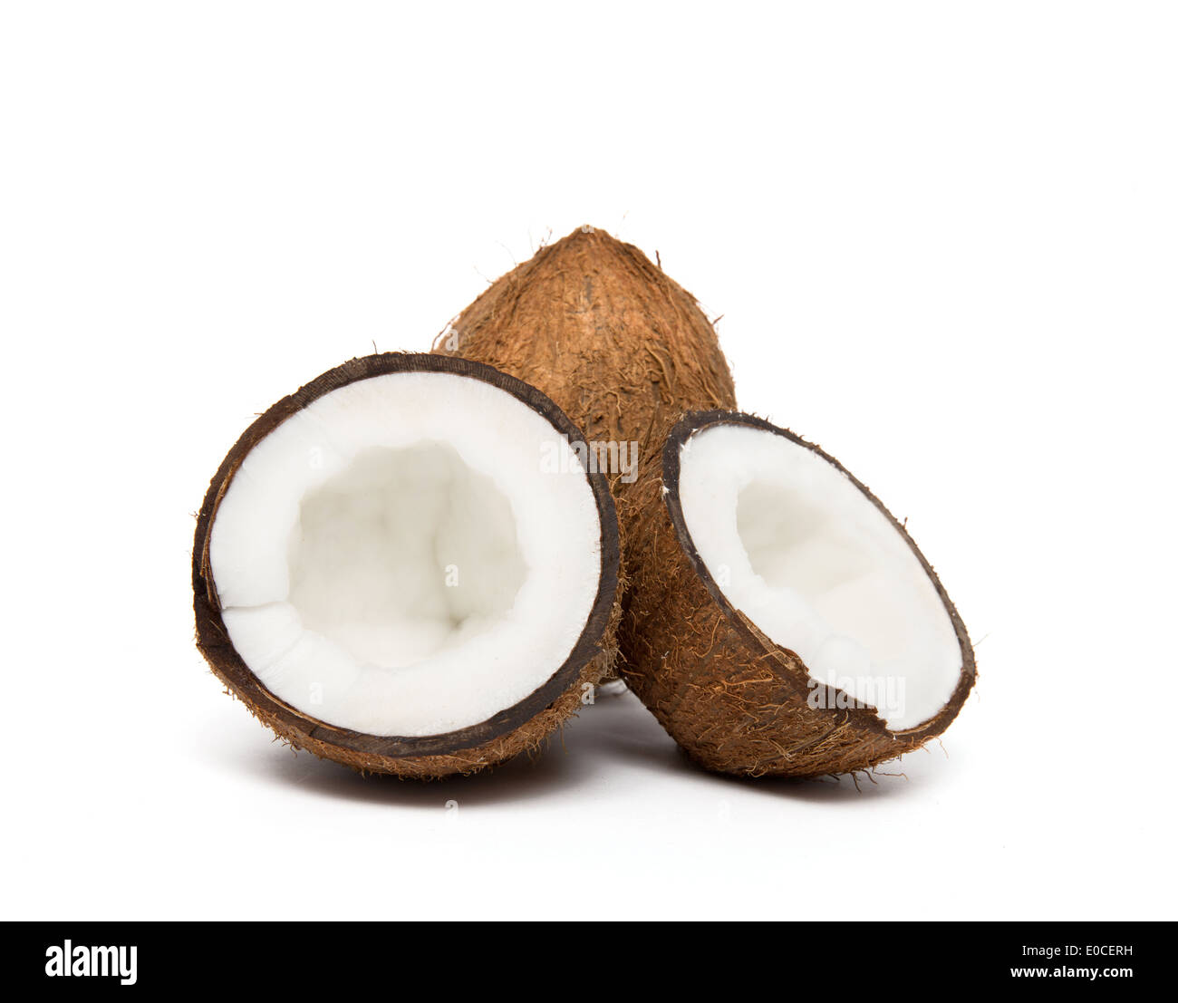 coconut cut in half on white background Stock Photo - Alamy