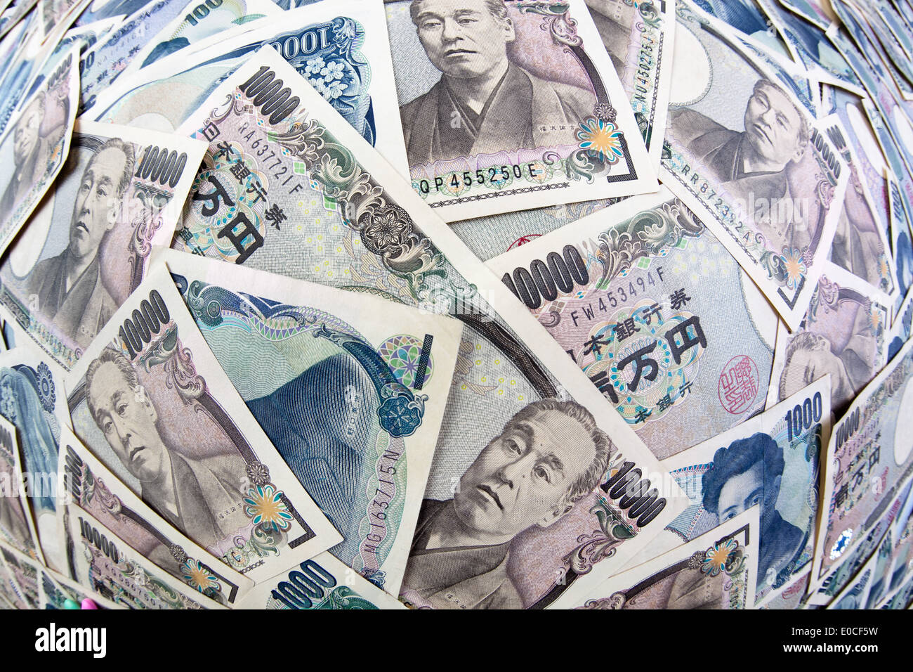 A lot of yen bank notes of the Japanese currency, Viele Yen Geldscheine ...