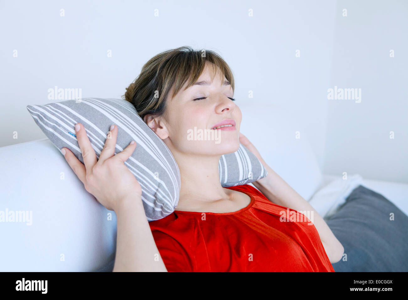 Sit and relax eyes closed woman hi-res stock photography and images - Alamy