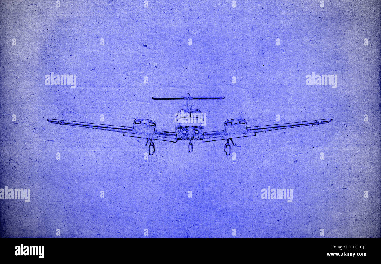 Drawing of an small airplane from the front Stock Photo - Alamy