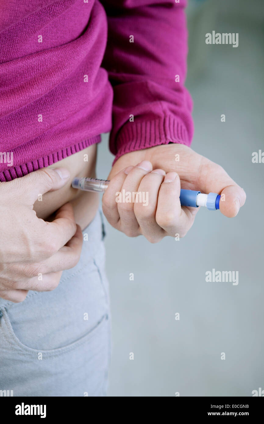 Treating diabetes in a man Stock Photo - Alamy