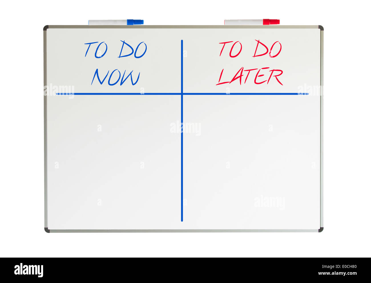 Whiteboard isolated on a white background do now and do later Stock ...