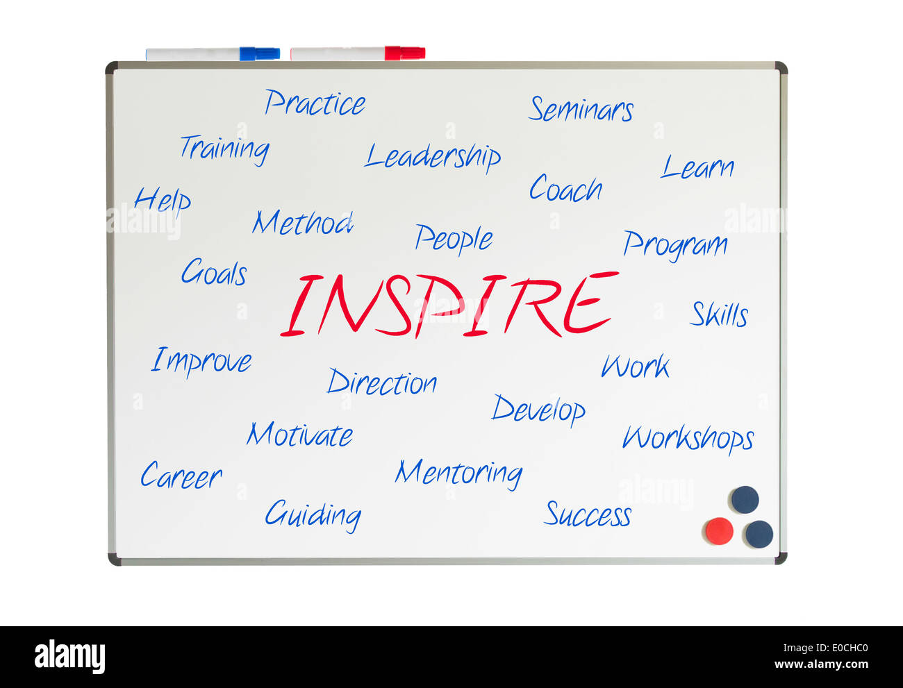 Inspire word cloud written on a whiteboard Stock Photo - Alamy