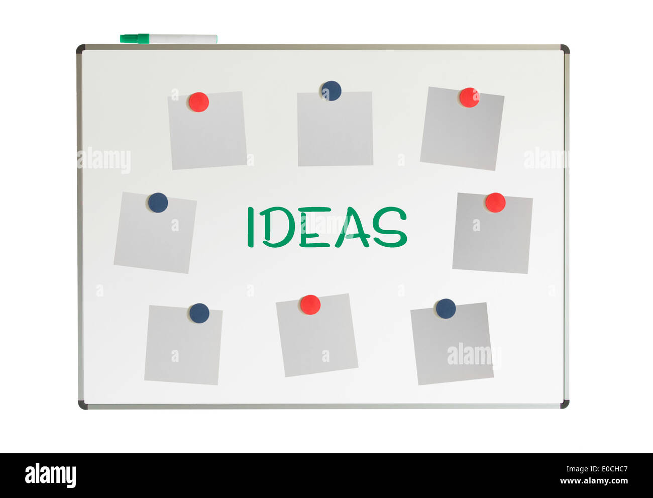 Ideas on a whiteboard isolated on a white background Stock Photo - Alamy
